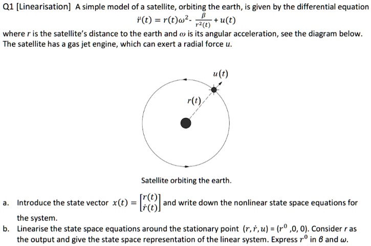 [GET ANSWER] Q1 [Linearisation] A simple model of a satellite, orbiting ...