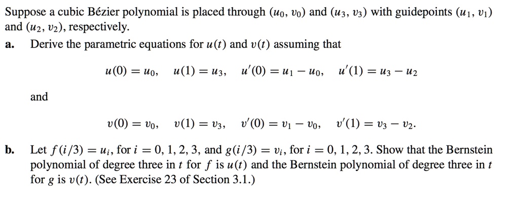 suppose a cubic bezier polynomial is placed through uo vo and u3 u3 ...