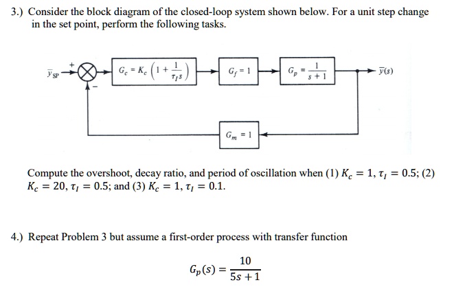 3.) Consider the block diagram of the closed-loop system shown below. For a unit step change in ...