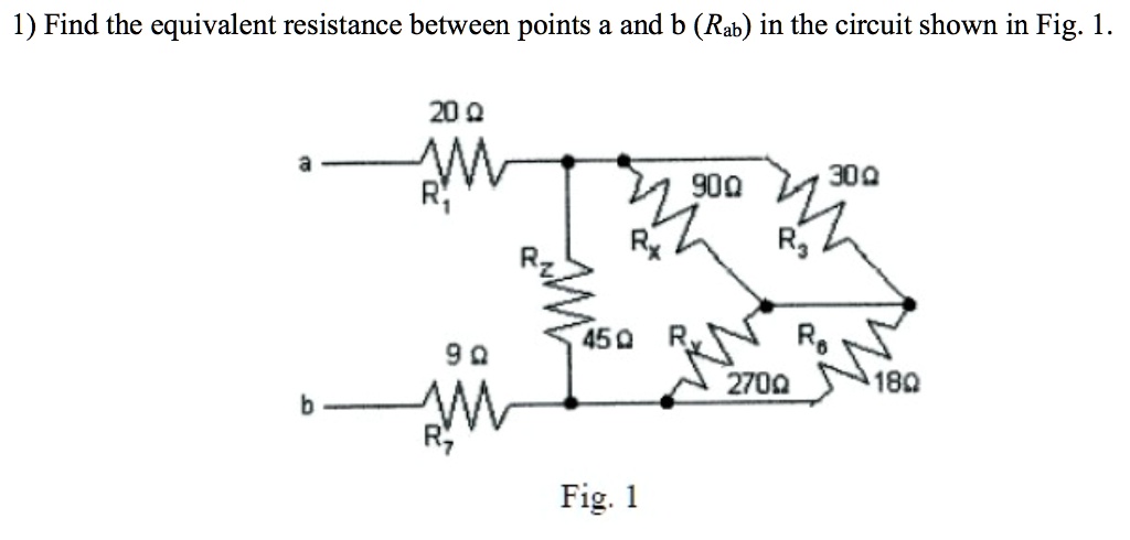 SOLVED: 1) Find the equivalent resistance between points a and b (Rab) in the circuit shown in ...