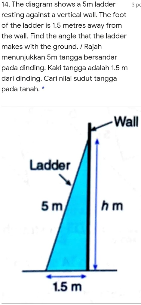 SOLVED: The diagram shows a ladder resting against a vertical wall. The ...