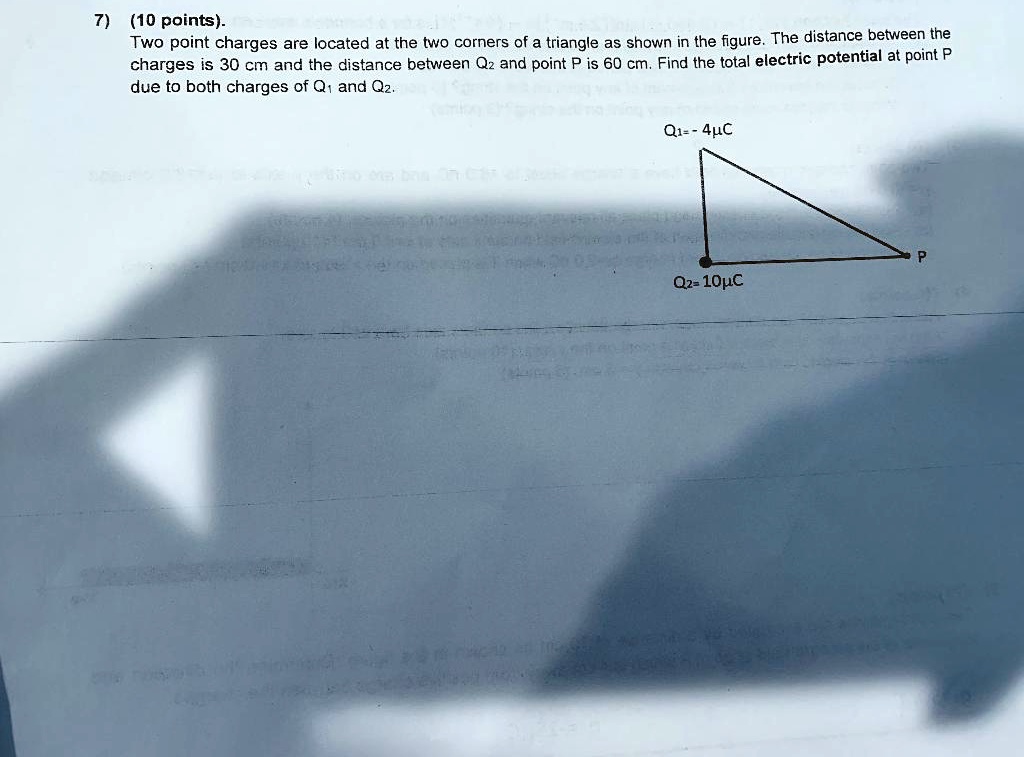 SOLVED: Two point charges are located at the two corners of a triangle ...