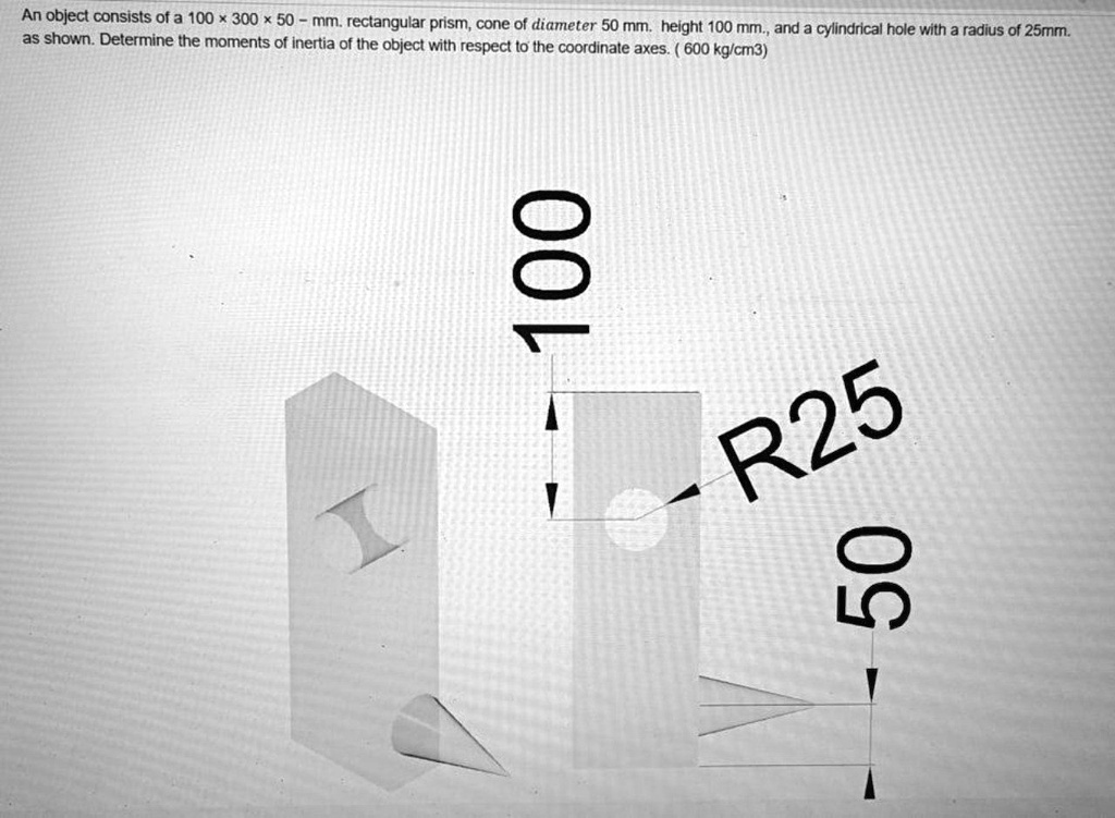 an object consists ofa 100 300 50 mm rectangular prism cone of diameter ...