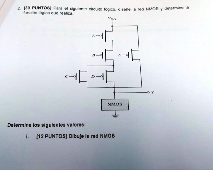 SOLVED: Design the NMOS network and determine the logical function it ...