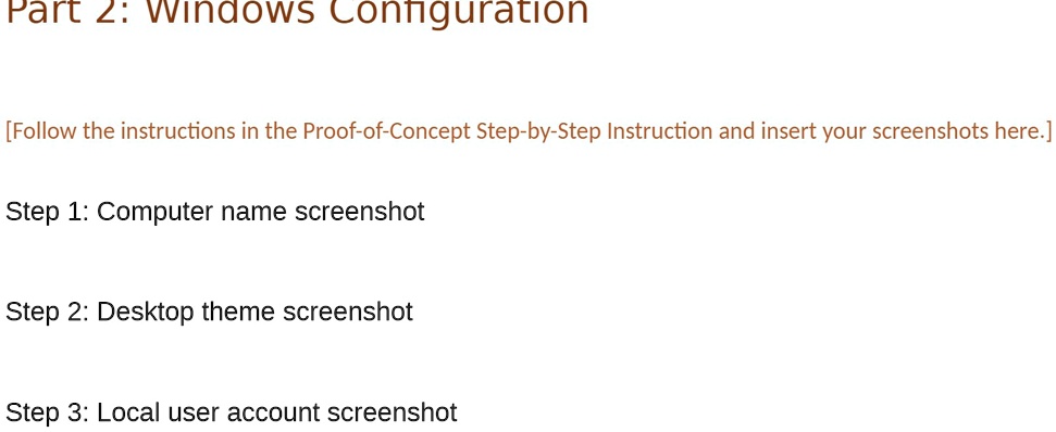 Part 2: Windows Configuration [Follow the instructions in the Proof-of ...