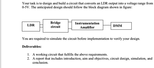 Solved Your Task Is To Design And Build A Circuit That Converts An Ldr Output Into A Voltage
