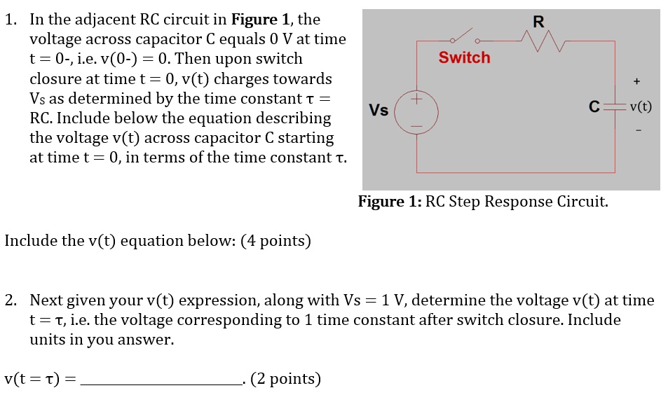 VIDEO solution: 1. In the adjacent RC circuit in Figure 1, the R voltage across capacitor C ...