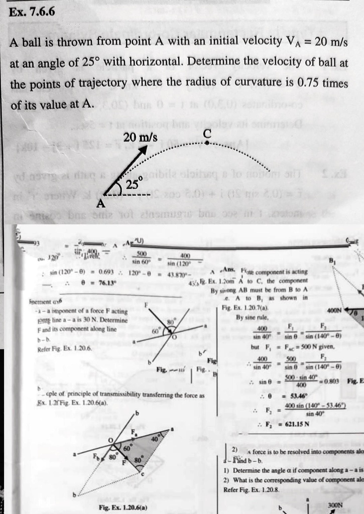 SOLVED: A ball is thrown from point A with an initial velocity V = 20 m ...
