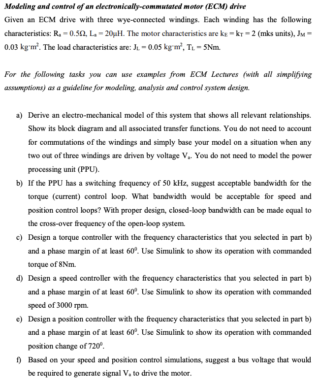 Modeling and control of an electronically-commutated motor (ECM) drive ...