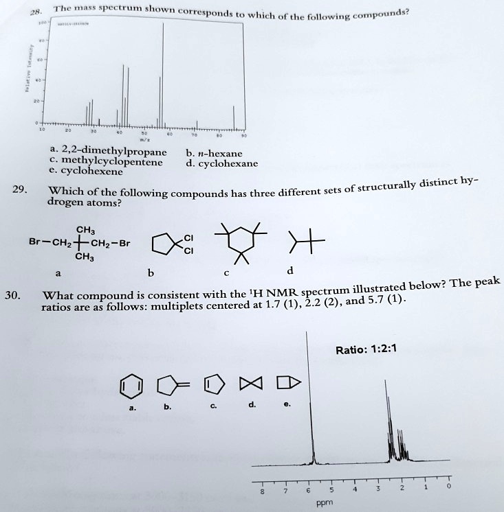 SOLVED: Fl mSS spectrum shown corresponds to which of the following ...