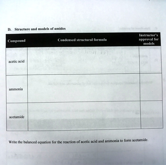 SOLVED: Structure and models of amides Instructor' approval for motels ...