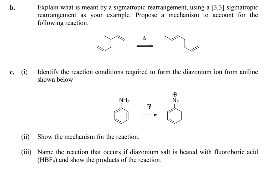 SOLVED: Explain what is meant by a sigmatropic rearrangement, using [3 ...