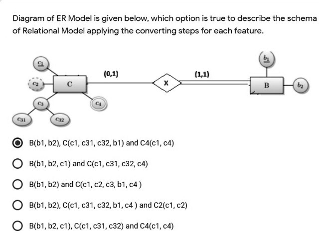 SOLVED: Diagram of ER Model is given below, which option is true to ...