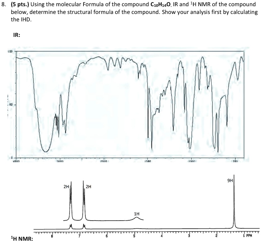 5 pts using the molecular formula of the compound cih14o ir and 1h nmr ...