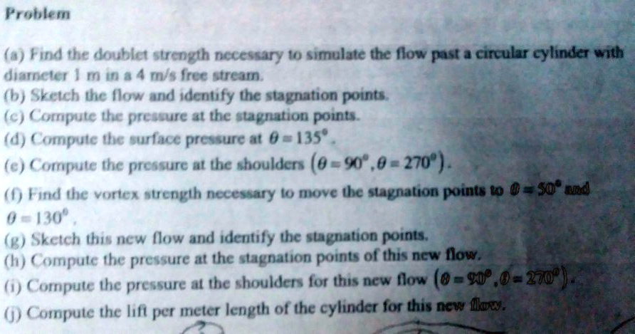 SOLVED: a) Find the doublet strength necessary to simulate the flow ...