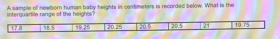 A sample of newborn human baby heights in centimeters is recorded below ...