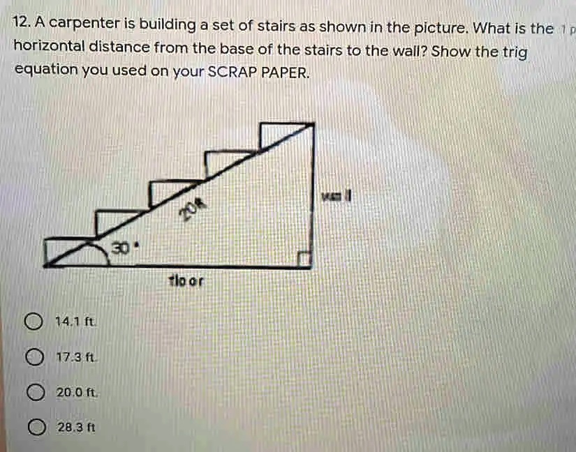 SOLVED: A carpenter is building a set of stairs as shown in the picture ...