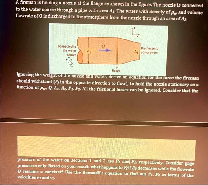 SOLVED: A fireman is holding a nozzle at the flange as shown in the ...