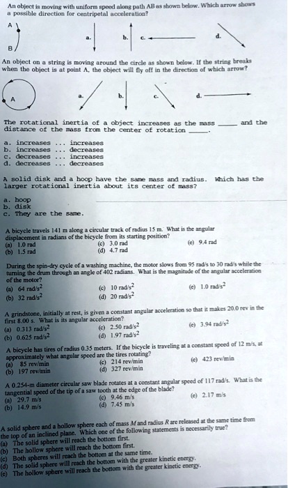SOLVED: a possible direction for centripetal acceleration? AI when the ...