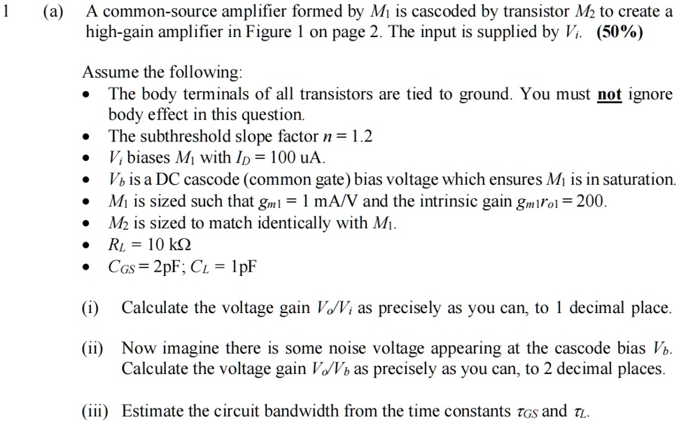 b perform a noise analysis of the circuit shown in figure 1 assuming it is purely thermal noise ...