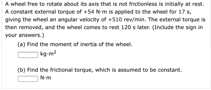 SOLVED: A wheel free to rotate about its axis that is not frictionless ...