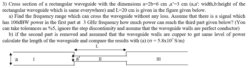 3) Cross section of a rectangular waveguide with the dimensions a-2b-6 ...
