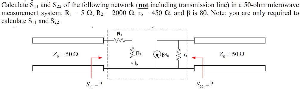 SOLVED: Calculate S11 and S22 of the following network (not including ...