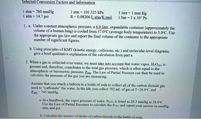 SOLVED: Text: Selected Conversion Factors and Information atm = 760 ...