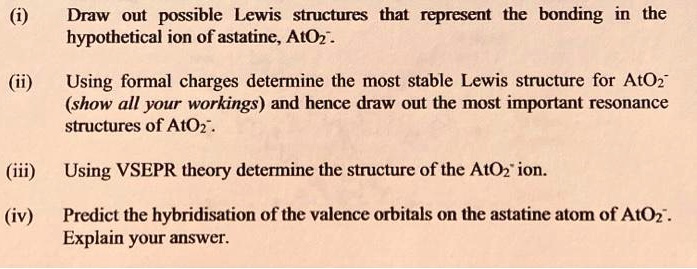 SOLVED: Draw out possible Lewis structures that represent the bonding ...