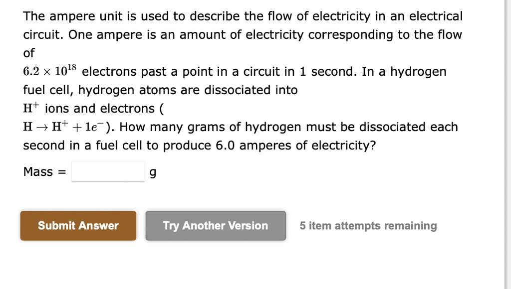 SOLVED: The ampere unit is used to describe the flow of electricity in ...