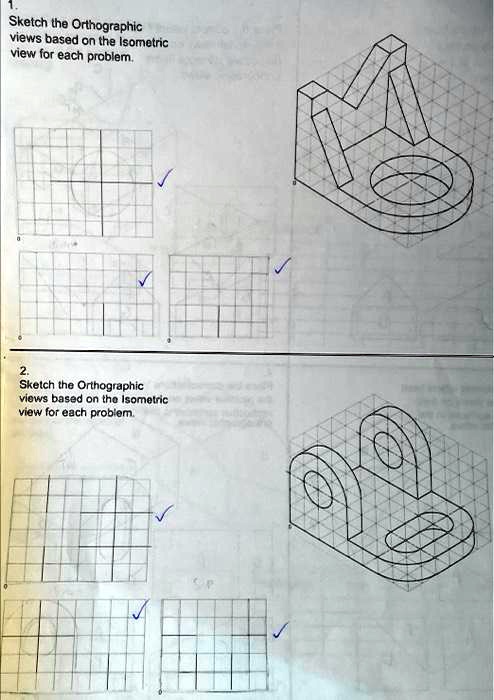 SOLVED: Sketch the Orthographic views and please include hidden lines if needed. Sketch the ...