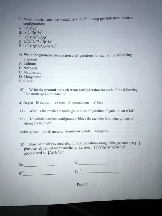 8) Name the elements that would have the following ground-state ...