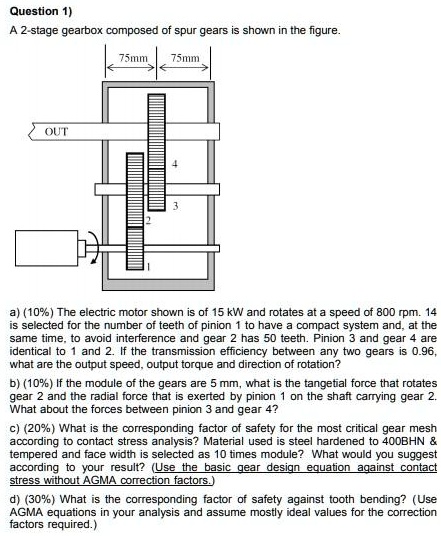 SOLVED: Please can you solve it clearly? Question 1) A 2-stage gearbox ...
