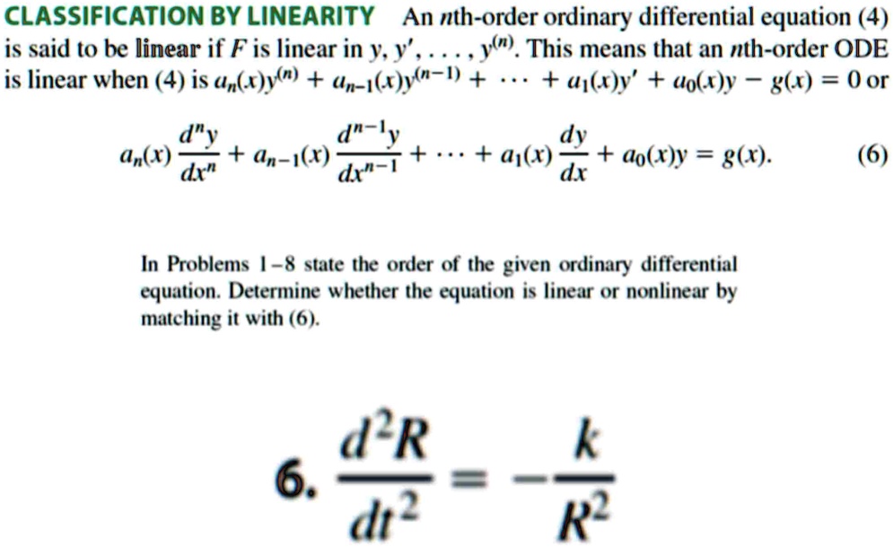 classification by linearity an nth order ordinary differential equation ...