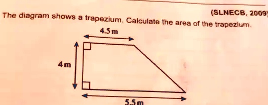SOLVED: The diagram shows a trapezium. Calculate the area of the ...