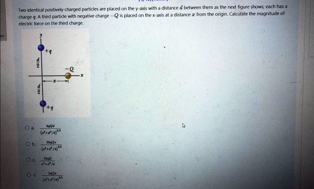 SOLVED: Two identical positively charged particles are placed on the y ...