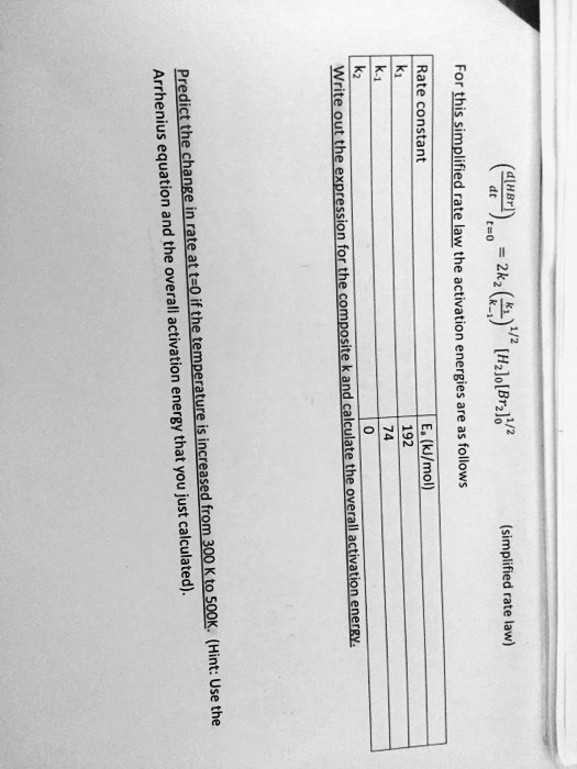 SOLVED: Write Rate For out the constant this simplified rate law ...