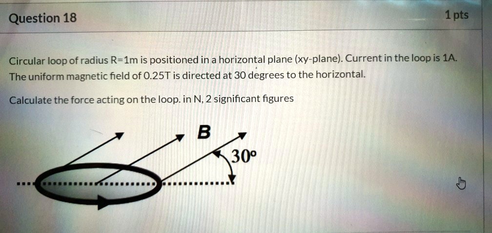 SOLVED:Question 18 1pts Circular loop of radius R-1m is positioned in a horizontal plane (xy ...