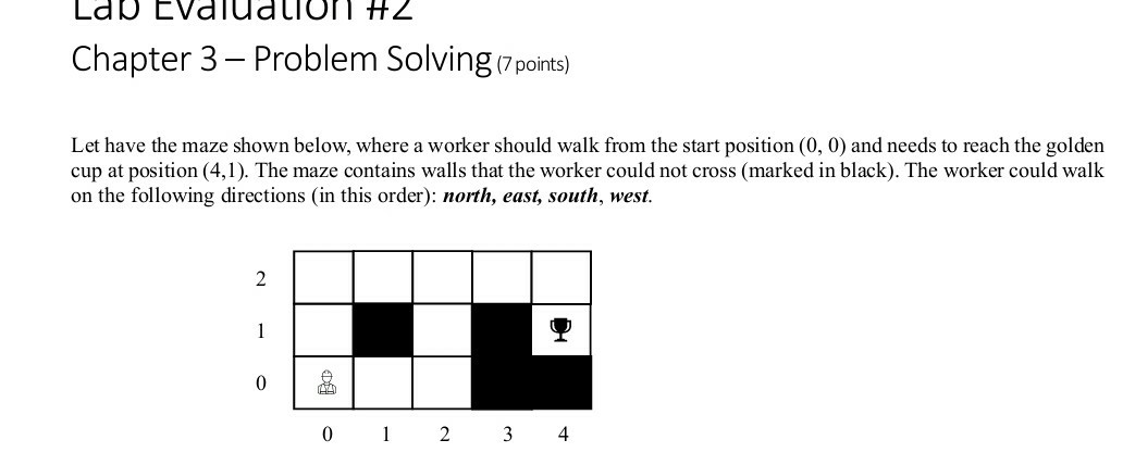 Chapter 3 - Problem Solving (7 points) Let have the maze shown below ...