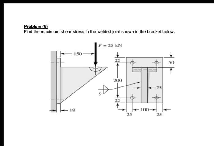 SOLVED: Problem (6) Find the maximum shear stress in the welded joint ...