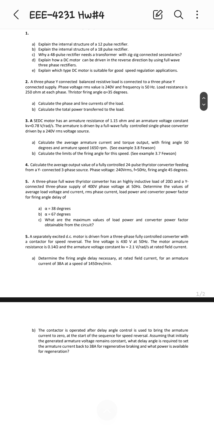 EEE-4231 Hw#4 1. a) Explain the internal structure of a 12 pulse ...
