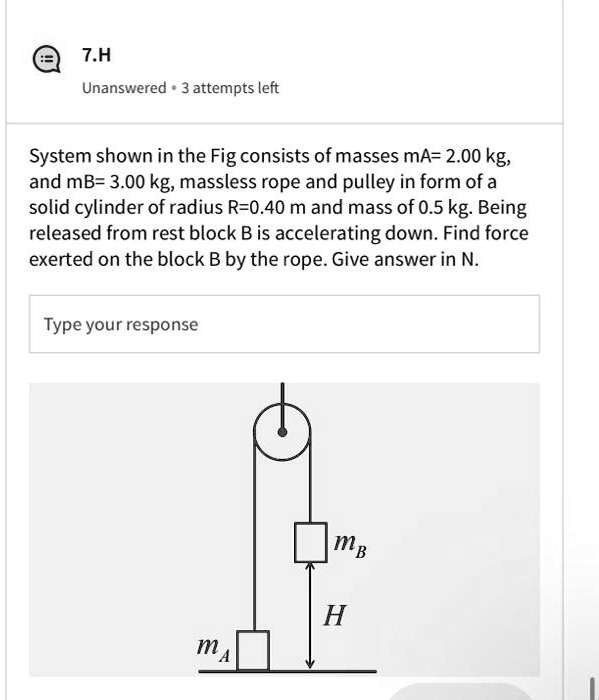 SOLVED: System shown in the Fig consists of masses mA=2.00 kg and mB=3. ...