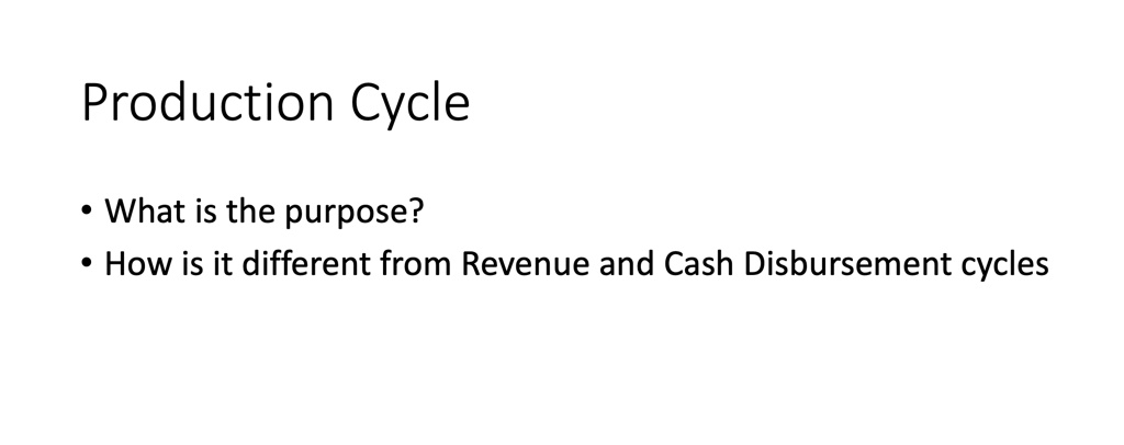 SOLVED: Production Cycle . What is the purpose? How is it different ...