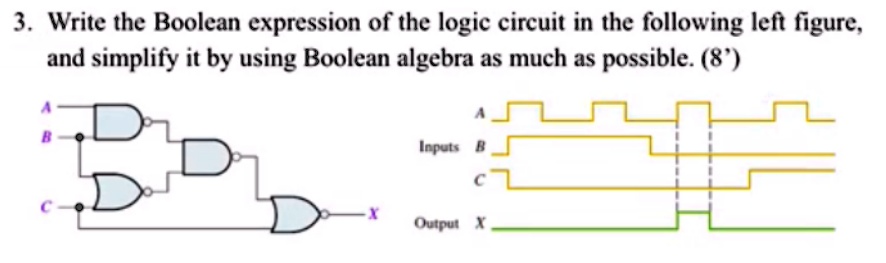 Solved Text 3 Write The Boolean Expression Of The Logic Circuit In The Following Left Figure 9927