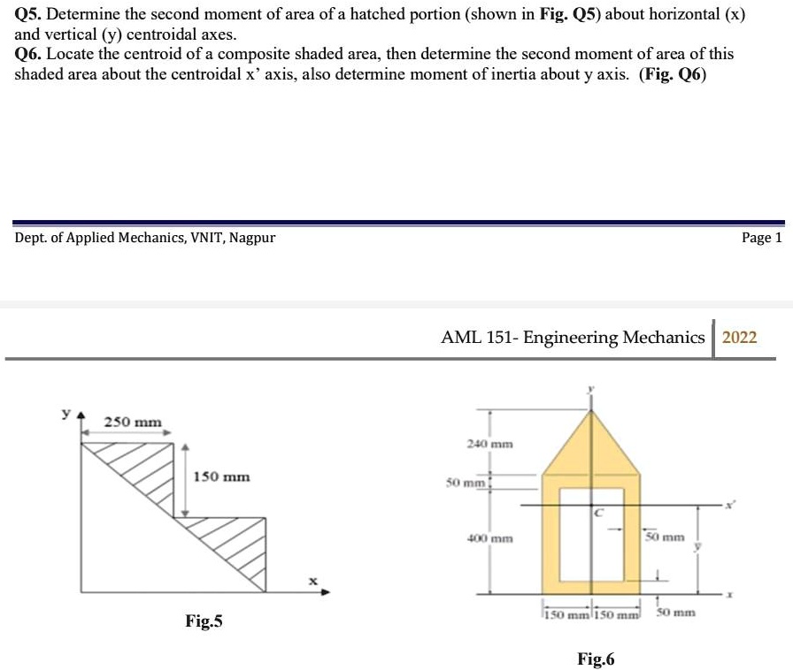 SOLVED: Q5. Determine the second moment of area of a hatched portion ...