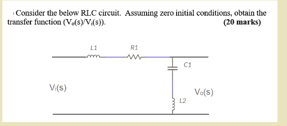 SOLVED: Consider the below RLC circuit. Assuming zero initial ...
