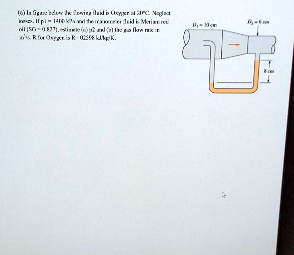 SOLVED: (a) In the figure below, the flowing fluid is Oxygen at 20Â°C ...