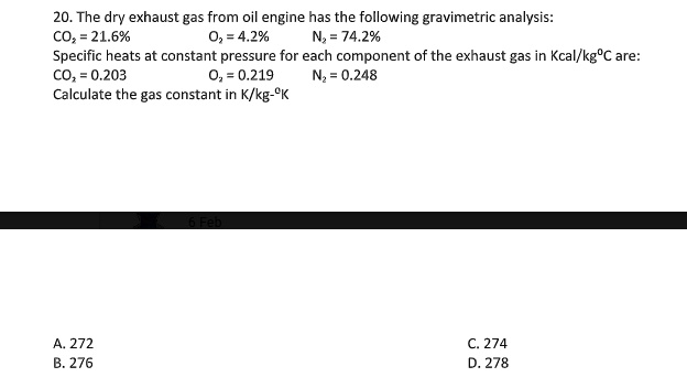 20. The dry exhaust gas from oil engine has the following gravimetric ...