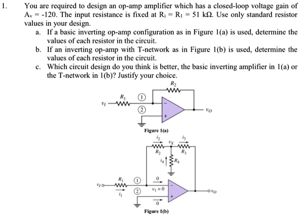 1. You are required to design an op-amp amplifier which has a closed-loop voltage gain of Av ...