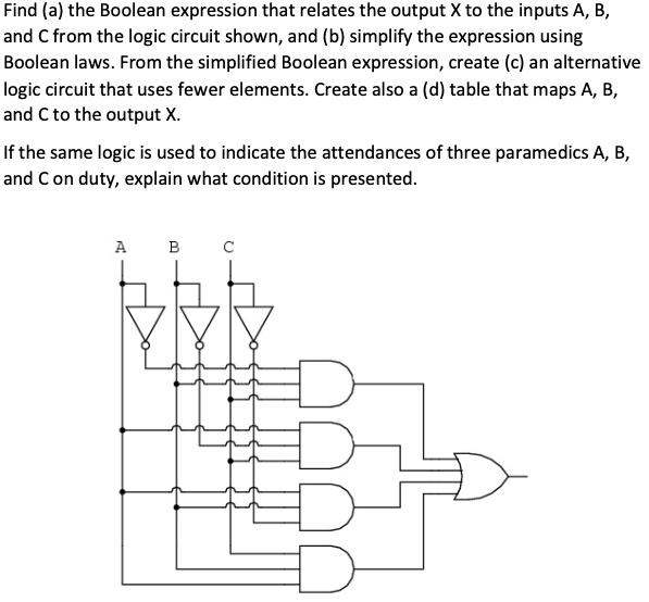Solved Find A The Boolean Expression That Relates The Output X To The Inputs A B And C From